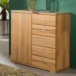 Pharao24.de Dielenschrank mit Schubladen Kernbuche massiv 96x91x40 cm Pharao24