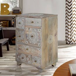 Pharao24.de Kommode Beistellschrank aus Mangobaum Massivholz im Vintage Look