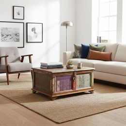 Pharao24.de Truhentisch im Shabby Chic Design buntem Recyclingholz