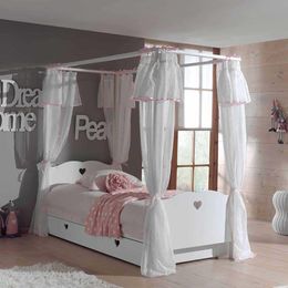 Pharao24.de Kinderzimmerbett mit Himmel in Wei&szlig; 187 cm hoch