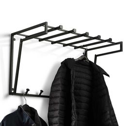 Pharao24.de Metall Wandgarderobe schwarz 10 Kleiderhaken 79 cm breit