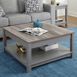 Pharao24.de Quadratischer Wohnzimmer Tisch in Holz Optik verwittert Landhausstil