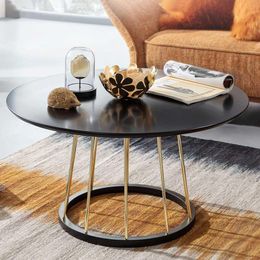 Pharao24.de Designer Couchtisch in Schwarz und Goldfarben 80 cm Durchmesser