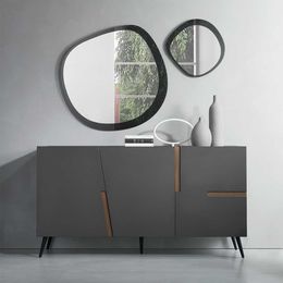 Pharao24.de Modernes Esszimmersideboard in Anthrazit und Teakfarben 160 cm breit
