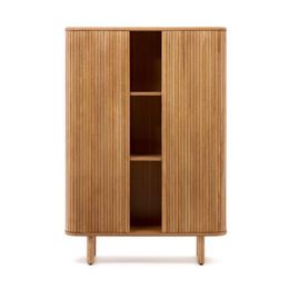 Pharao24.de Retro Highboard Esche Furnier mit Schiebet&uuml;ren 110 cm breit