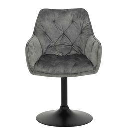 Pharao24.de Drehst&uuml;hle Esszimmer in Grau Velours Retrostil (2er Set)