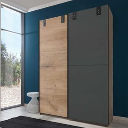 Pharao24.de Schwebet&uuml;renschrank modern in Dunkelgrau Plankeneiche Holzoptik