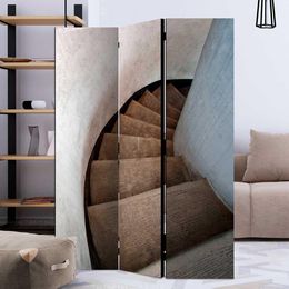 Pharao24.de Zimmer Raumteiler in Grau und Braun Treppen Motiv