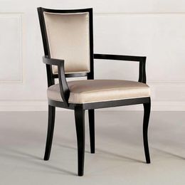 Pharao24.de Esszimmerarmlehnstuhl in Beige und Schwarz italienisches Design