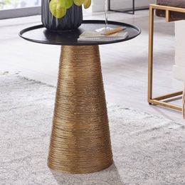Pharao24.de Beistelltisch Sofa rund 45 cm hoch Metallplatte und S&auml;ulengestell