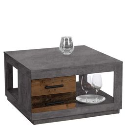 Pharao24.de Sofa Tisch modern in Beton Grau quadratisch 80x46x80 cm