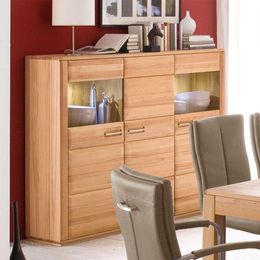Pharao24.de Wohnzimmer Highboard mit 3 T&uuml;ren Beleuchtung
