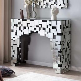 Pharao24.de Spiegel Design Tisch mit Wangen Gestell Glasplatte