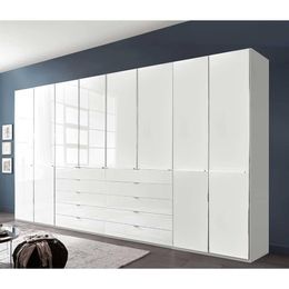 Pharao24.de Wei&szlig;er XXL Kleiderschrank Schlafzimmerschrank 236 cm hoch und 394 cm breit