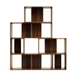 Pharao24.de B&uuml;cher Regal zum Stapeln Nussbaum Furnier modernes Design (sechsteilig)