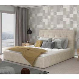 Pharao24.de Polsterbett Doppelbett aus Vintage Optik Webstoff in modernem Design