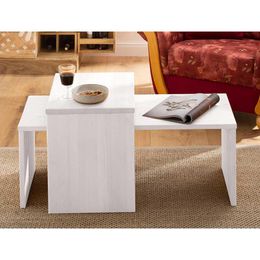 Pharao24.de Sofatisch Set in Wei&szlig; Kiefer massiv modern (zweiteilig)