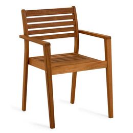 Pharao24.de Garten Armlehnst&uuml;hle aus Akazie Massivholz 46 cm Sitzh&ouml;he (2er Set)
