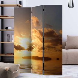 Pharao24.de Paravent Umkleide mit Himmel - Wolken Motiv Leinwand F&uuml;llung