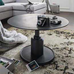 Pharao24.de Factory Couchtisch in Schwarz runder Tischplatte