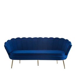 Pharao24.de Designsofa mit Fu&szlig;gestell aus Metall Dunkelblau