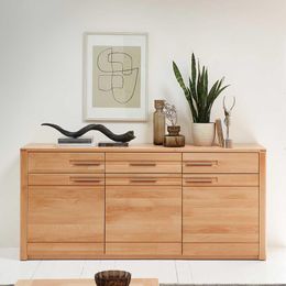 Pharao24.de Modernes Sideboard in Kernbuchefarben teilmassiv 190 cm breit