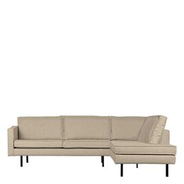 Pharao24.de Ecksofa Boucle Beige im Retrostil Fu&szlig;gestell aus Metall