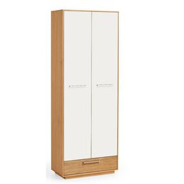 Pharao24.de Flurschrank Dielenkleiderschrank in Wei&szlig; und Eiche Bianco