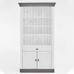 Pharao24.de Holz Regal in Wei&szlig; und Grau Kiefer teilmassiv