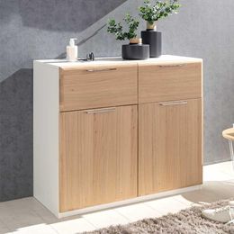 Pharao24.de Flur Kommode in Asteiche Bianco & Weiss 100 cm breit 86 cm hoch