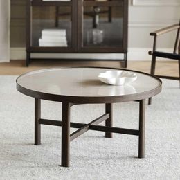 Pharao24.de Couchtisch mit Keramikplatte in Beige Eiche dunkelbraun