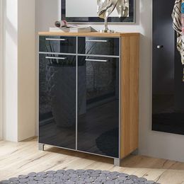 Pharao24.de Design Schuhschrank in Anthrazit Glas beschichtet modern