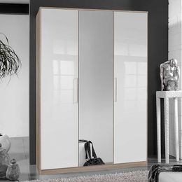 Pharao24.de Schlafzimmerschrank mit Spiegelt&uuml;r Eiche S&auml;gerau und Wei&szlig;