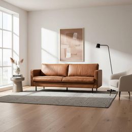 Pharao24.de Wohnzimmer Sofa in Cognac Braun Recyclingleder 230 cm breit