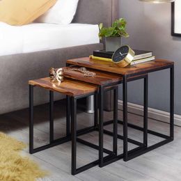 Pharao24.de Beistelltisch 3er Set im Industry und Loft Stil 42 cm hoch (dreiteilig)