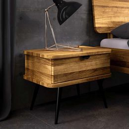 Pharao24.de Nachttischkommode aus Wildeiche Massivholz Industry und Loft Stil