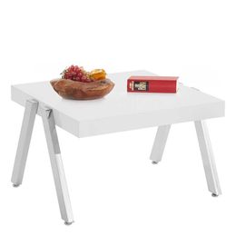 Pharao24.de Sofatisch in Wei&szlig; und Chromfarben 60 cm breit