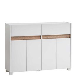 Pharao24.de Wohnzimmerkommode im Skandi Design Wildeichefarben und Weiss