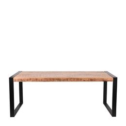 Pharao24.de Esszimmertisch aus Mangobaum Massivholz und Metall Industry Look