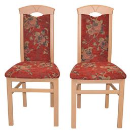 Pharao24.de Kuechenstuhl Set Blumenmuster in Rot Buchefarben (2er Set)