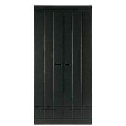 Pharao24.de Schlafzimmerschrank in Schwarz Kiefer Massivholz