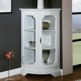 Pharao24.de Wohnzimmer Eckvitrinenschrank in Wei&szlig; Vintage Look