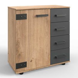 Pharao24.de Dielen Kommode im Industry und Loft Stil vier Schubladen