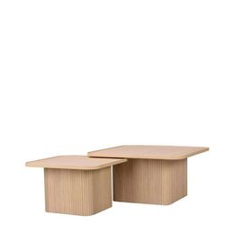 Pharao24.de Wohnzimmer Tische in Eiche White Wash quadratischer Tischplatte (zweiteilig)
