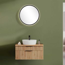 Pharao24.de Badm&ouml;belkomplettset modern in Wildeichefarben Schwarz (zweiteilig)