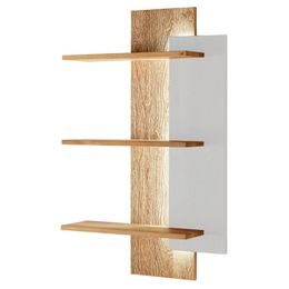 Pharao24.de Wandh&auml;ngeregal Wohnzimmerregal aus Wildeiche Massivholz 110 cm hoch