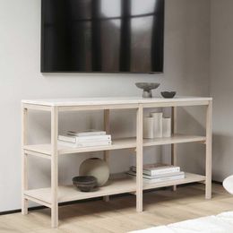 Pharao24.de Modernes B&uuml;cher Regal in Eiche White Wash mit Marmordeckplatte 75 cm hoch