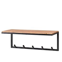 Pharao24.de Industriestil Wandgarderobe aus Akazie Massivholz Metall