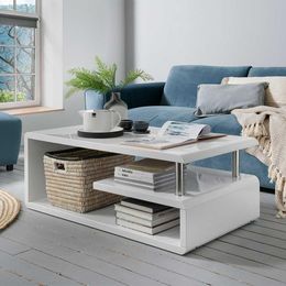 Pharao24.de Hochglanz Couchtisch wei&szlig; in modernem Design 110 cm breit