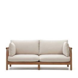Pharao24.de Sofa f&uuml;r Haus und Garten aus Eukalyptusholz Webstoff